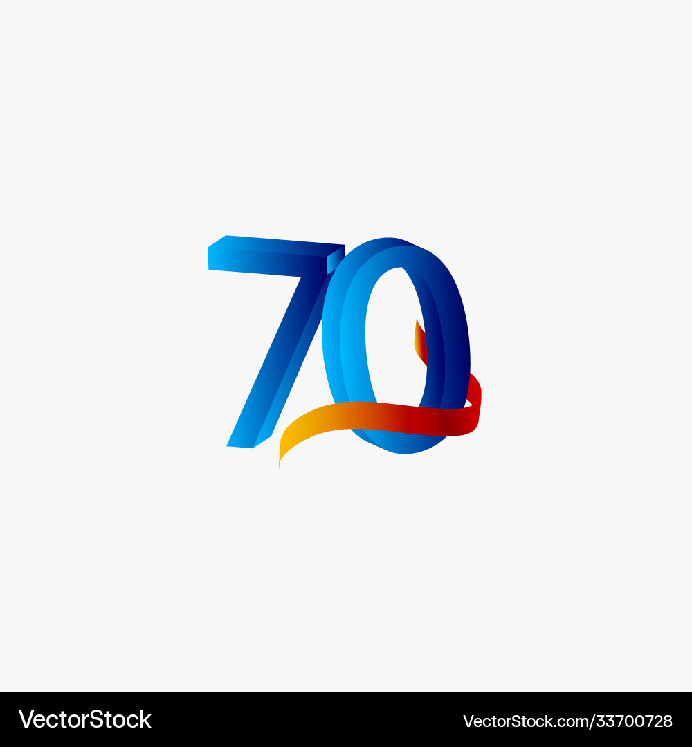 70 years anniversary celebration number blue Vector Image