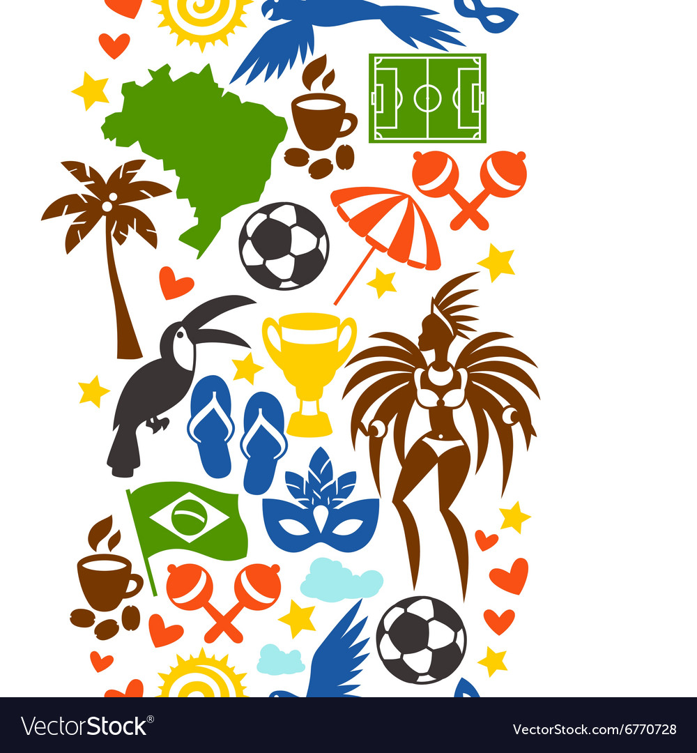 Brazil seamless pattern with stylized objects Vector Image