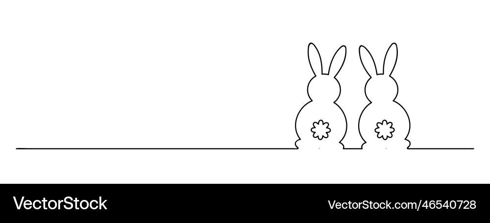 Bunny couple continuous line art rabbit lineart Vector Image