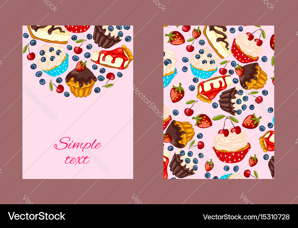 Cartoon style flyer template with muffins Vector Image