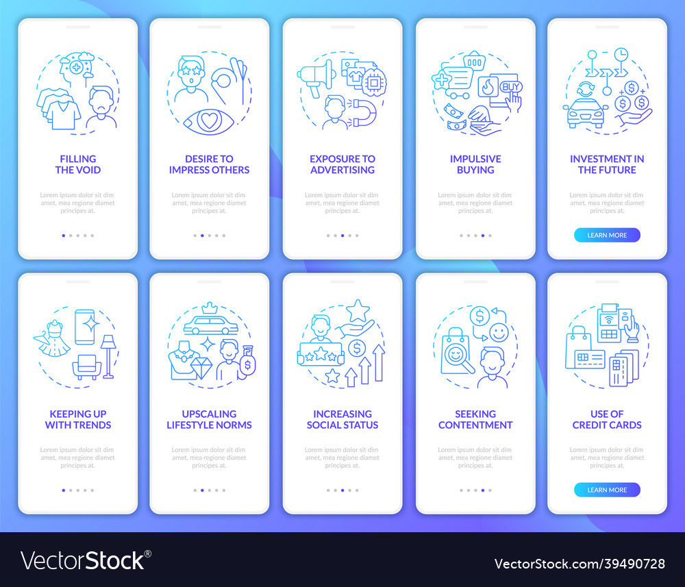 Consumerism gradient blue onboarding mobile app Vector Image Consumerism gradient blue onboarding mobile app Vector Image