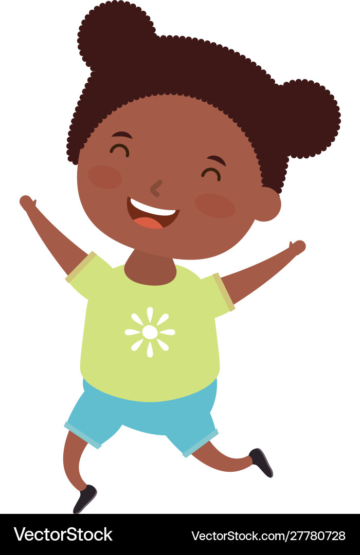 Cute little afro girl comic character Royalty Free Vector