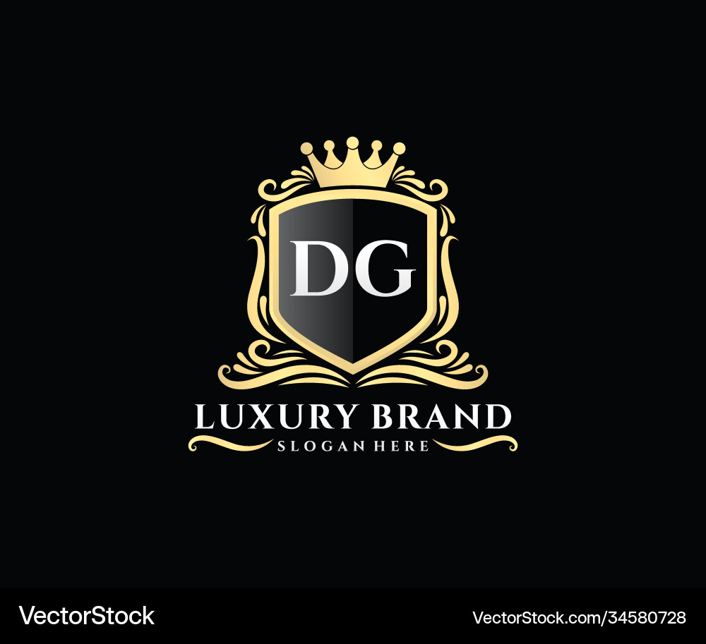 Dg initial letter gold calligraphic feminine Vector Image