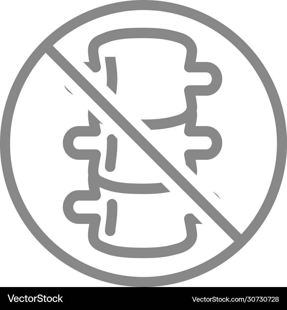 Forbidden sign with a spine line icon amputation Vector Image
