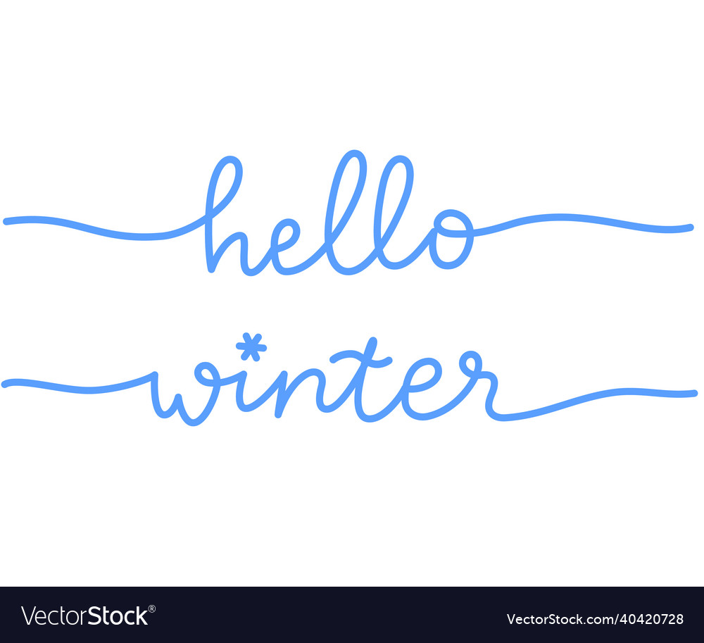 Hello winter continuous handwritting Royalty Free Vector