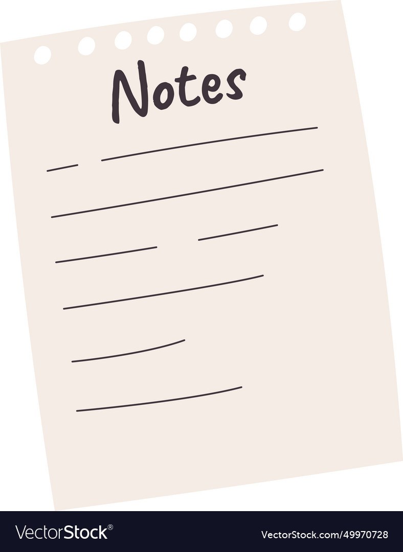 Notes paper sheet Royalty Free Vector Image - VectorStock
