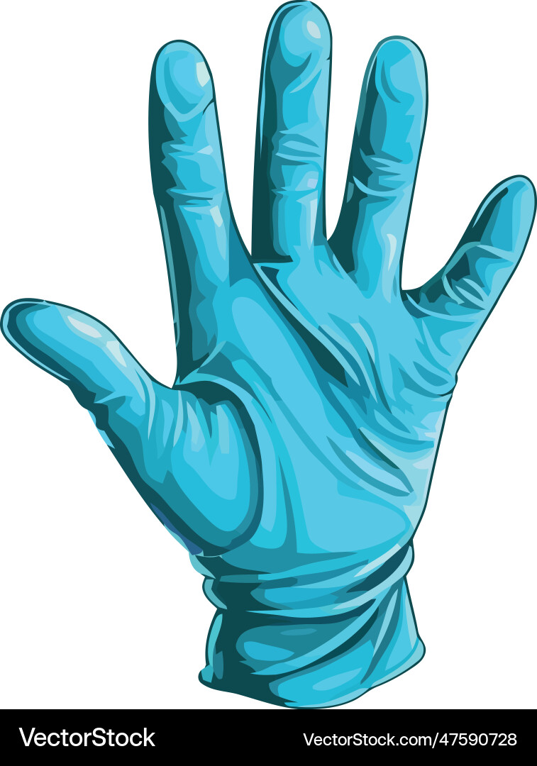 One person wearing blue glove Royalty Free Vector Image