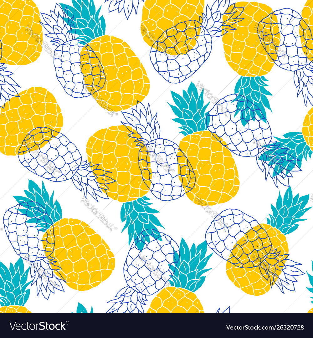 Pattern with pineapples Royalty Free Vector Image