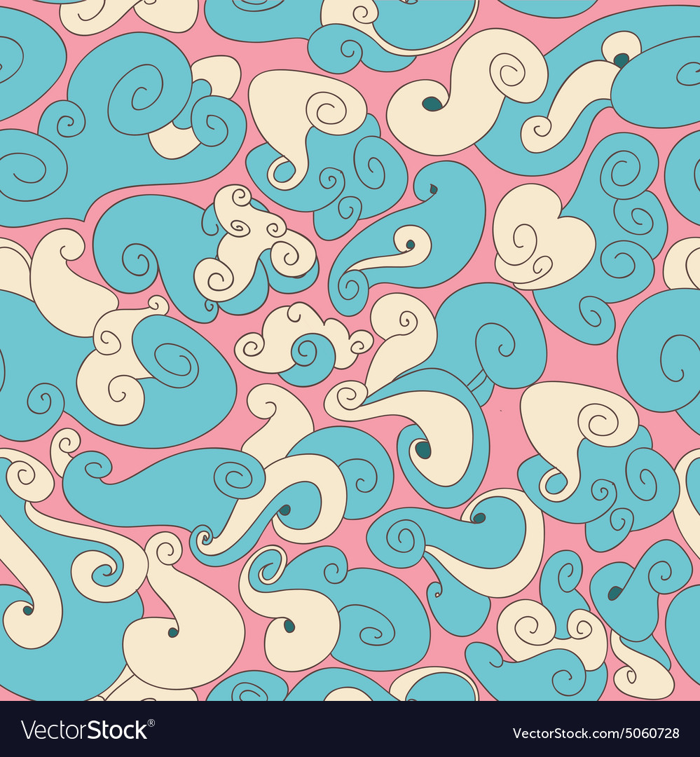Retro abstract clouds seamless pattern Royalty Free Vector