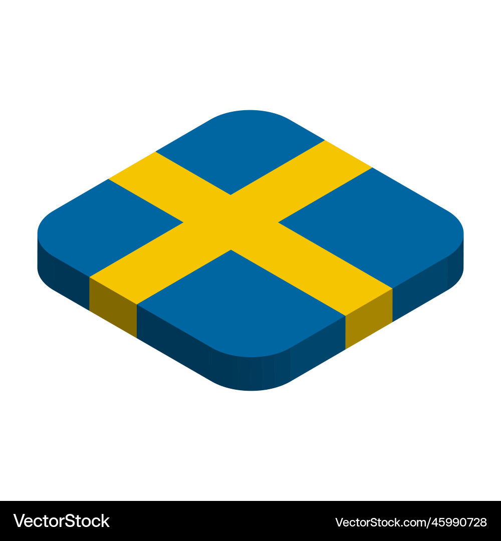 Rounded square isometric flag of sweden Royalty Free Vector