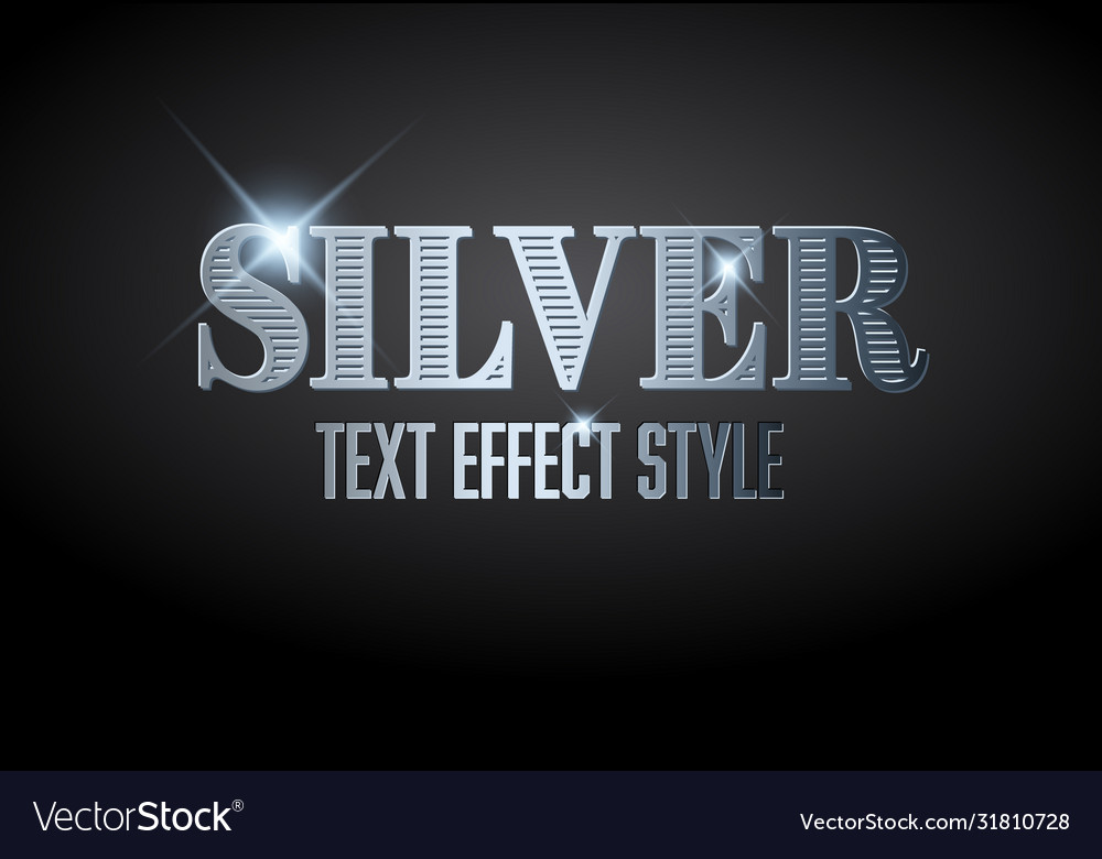 Silver text effect template Royalty Free Vector Image