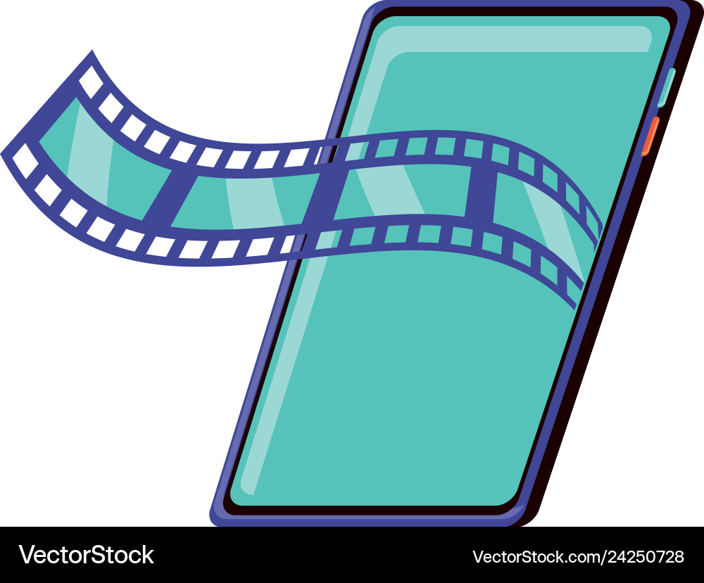 Smartphone with video tape isolated icon Vector Image