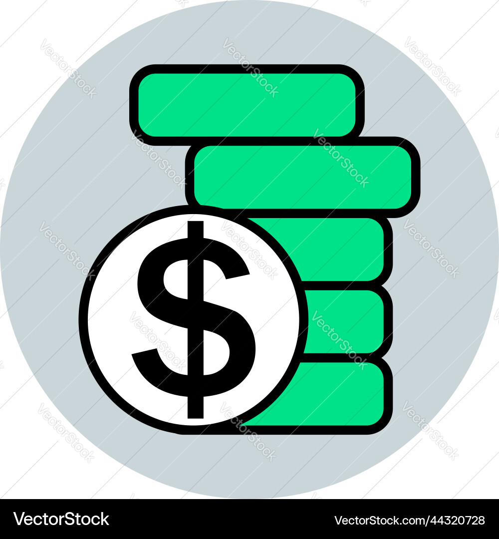 Stack of coins with dollar sign on a white Vector Image