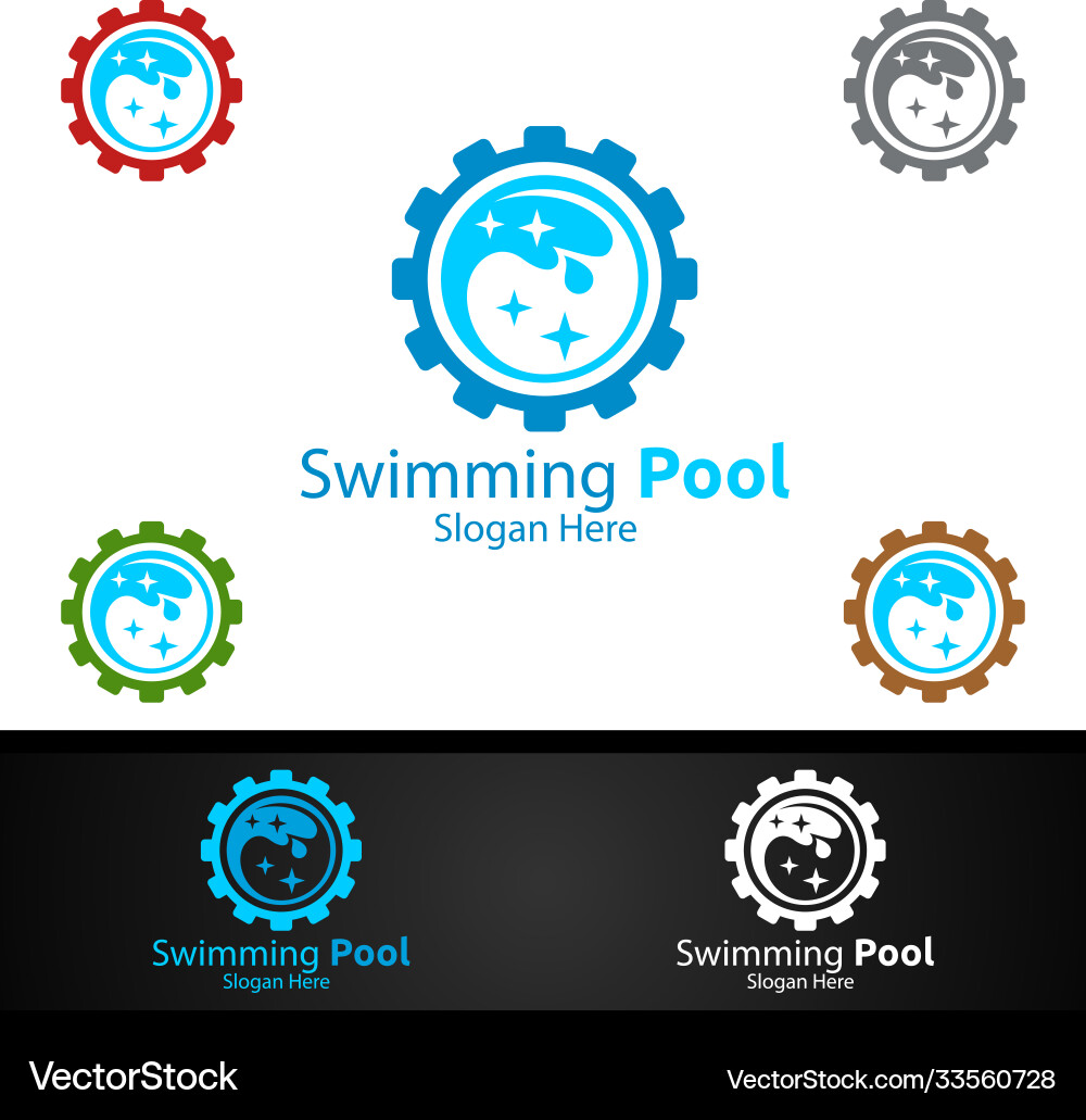 Swimming pool service logo with cleaning Vector Image