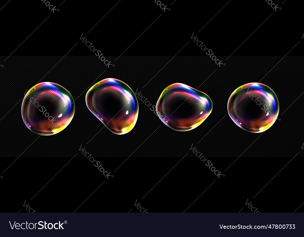 3d glass or soap transparent rainbow spheres Vector Image