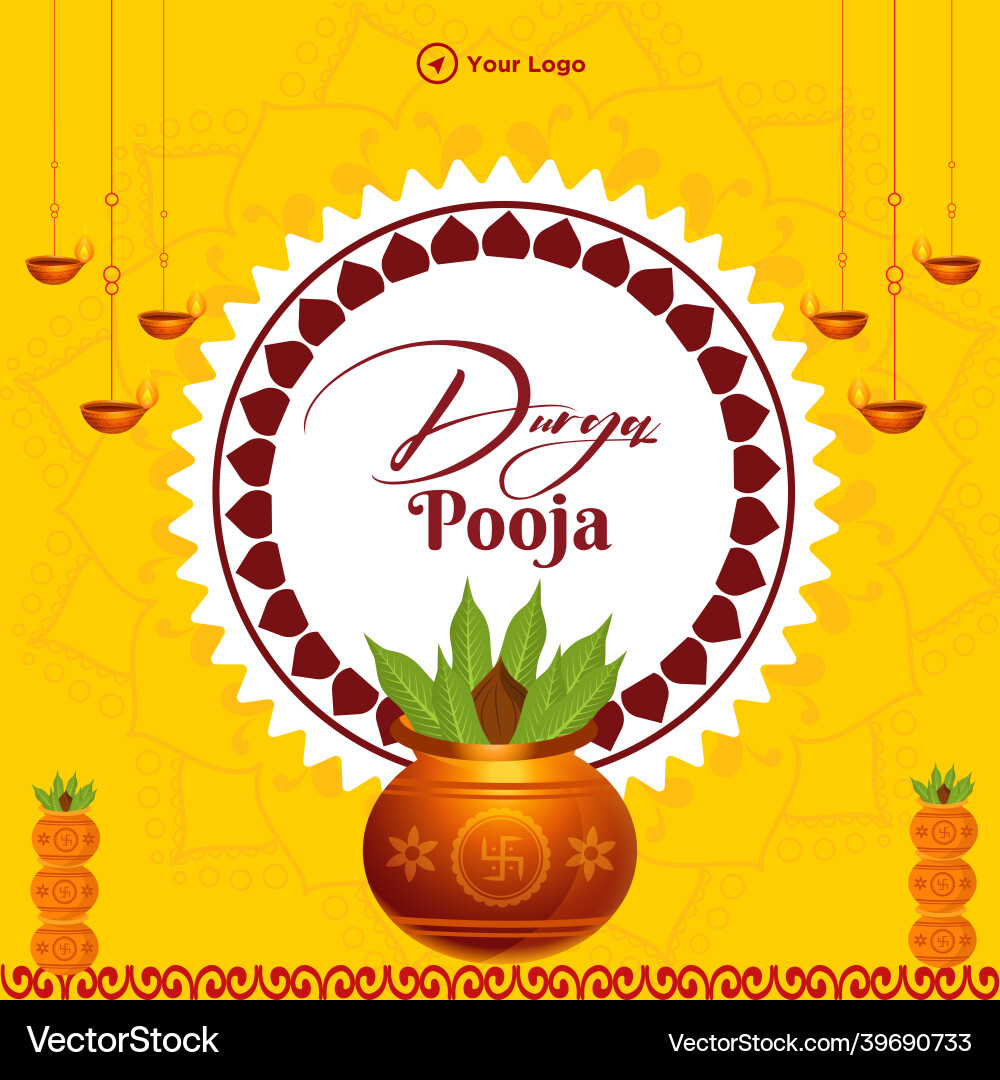 Banner design of durga pooja Royalty Free Vector Image