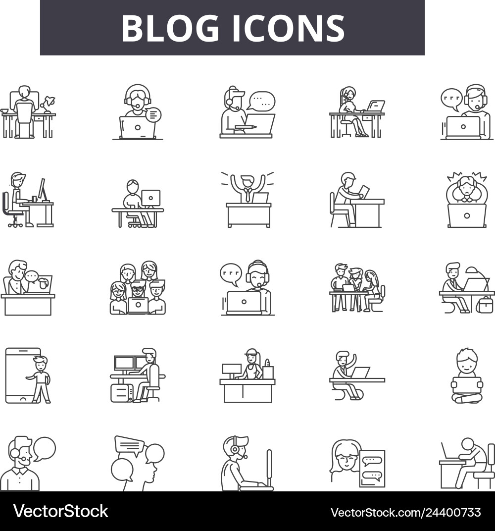 Blog line icons for web and mobile design Vector Image
