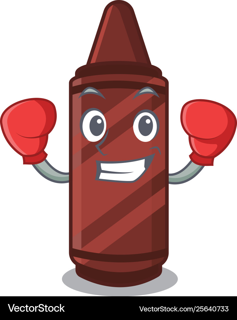 Boxing brown crayon above a character book Vector Image