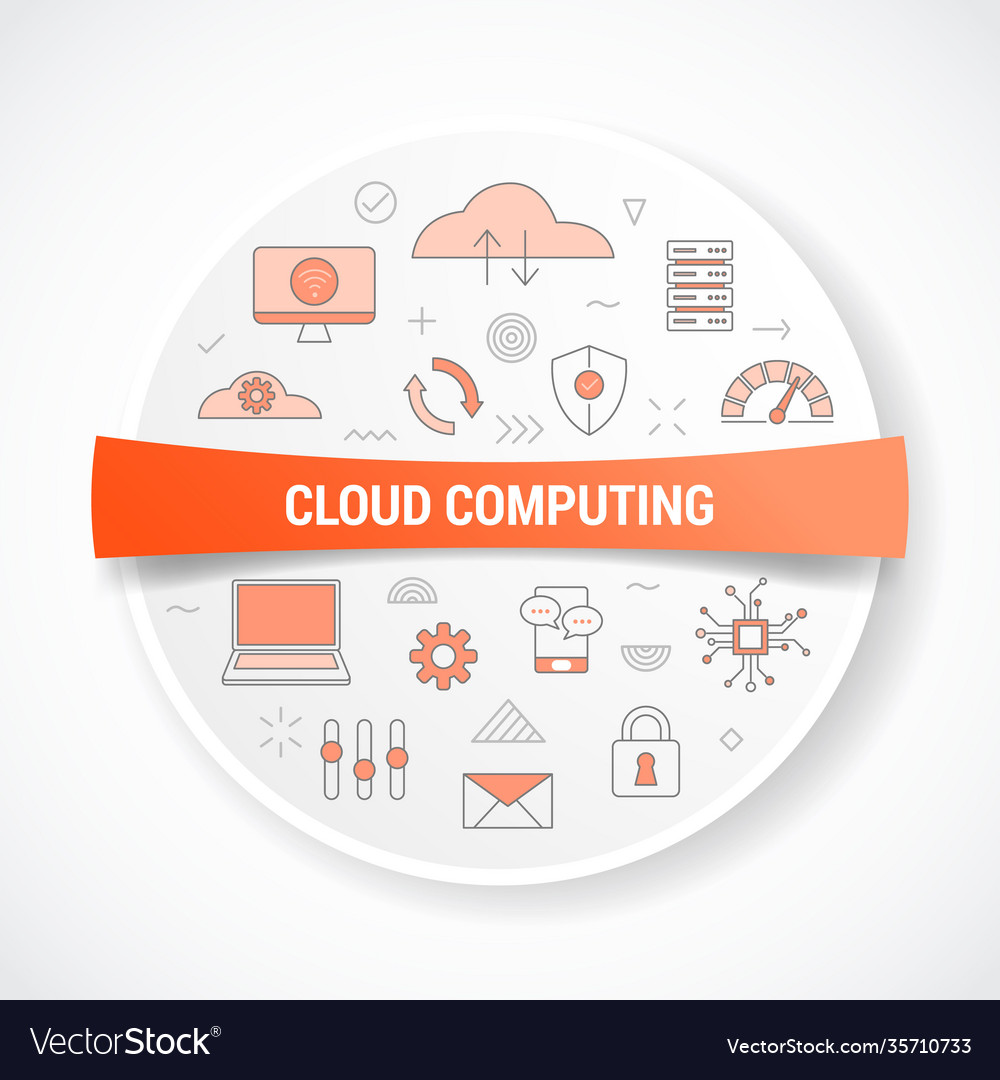 Cloud computing with icon concept round Royalty Free Vector