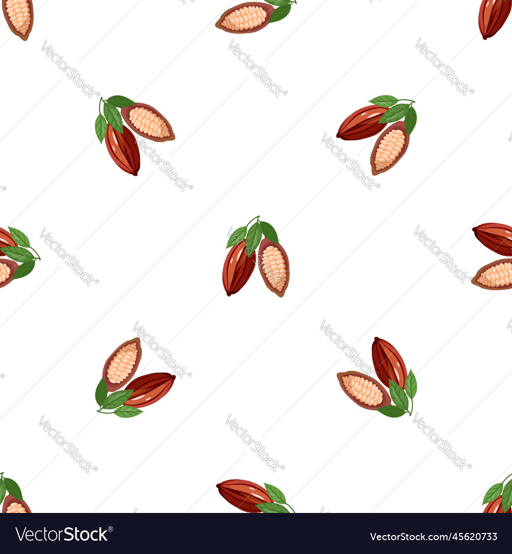 Cocoa fruit pattern seamless Royalty Free Vector Image