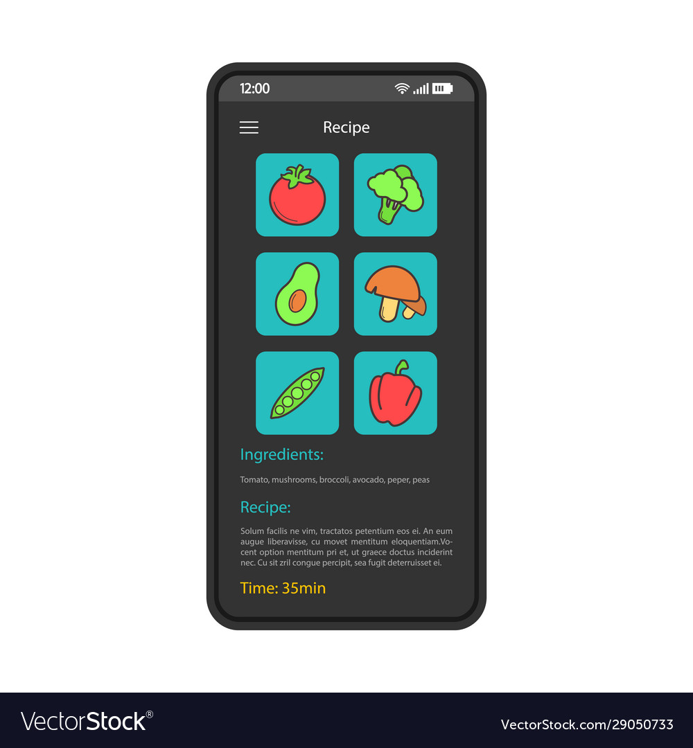 Discover recipes smartphone interface template Vector Image Discover recipes smartphone interface template Vector Image