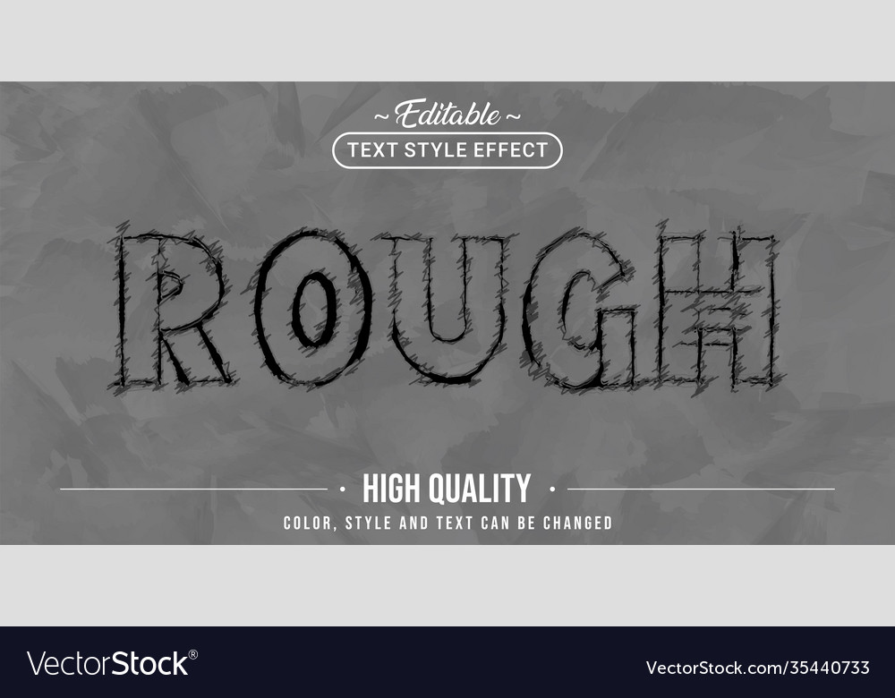 Editable text style effect - black rough text Vector Image