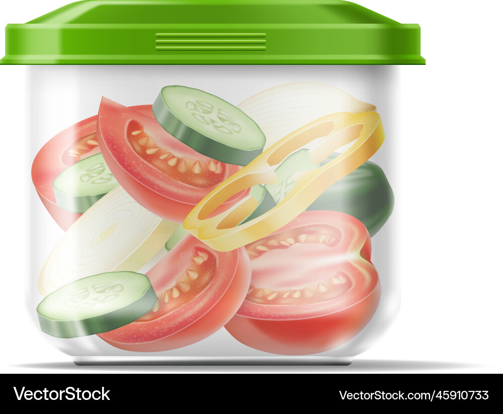Food container with products realistic box Vector Image