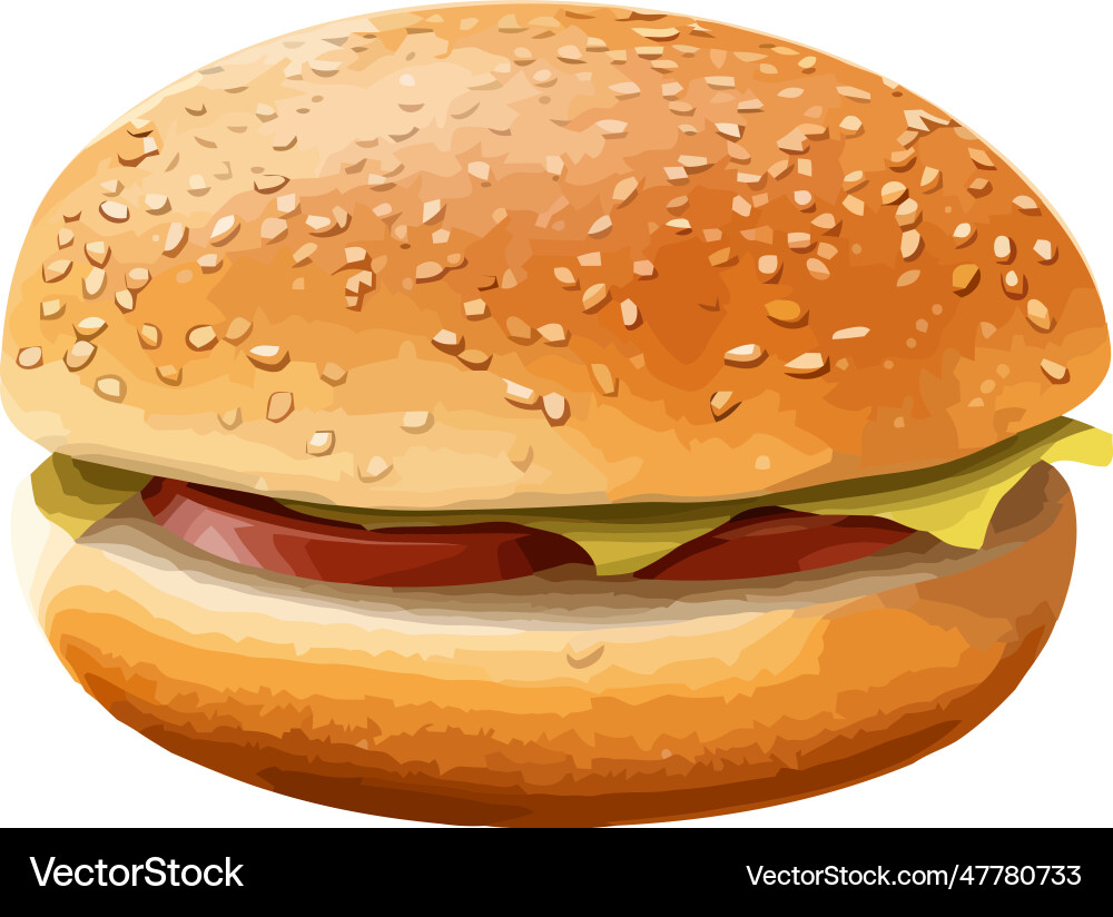 Grilled burger on sesame bun fresh toppings Vector Image