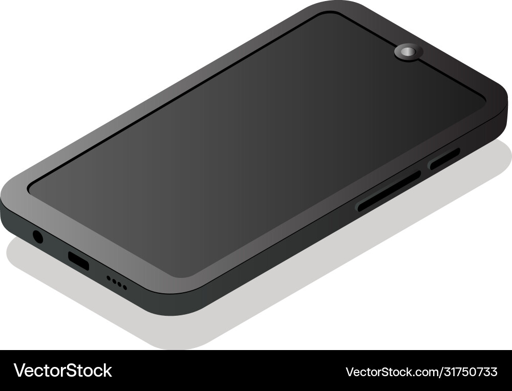 Isometric phone black and white colors Royalty Free Vector