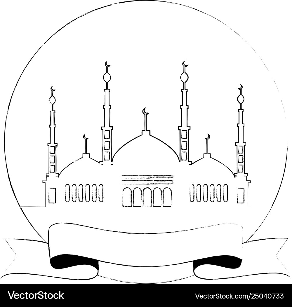 Jerusalem temple with ribbon ramadan kareem Vector Image