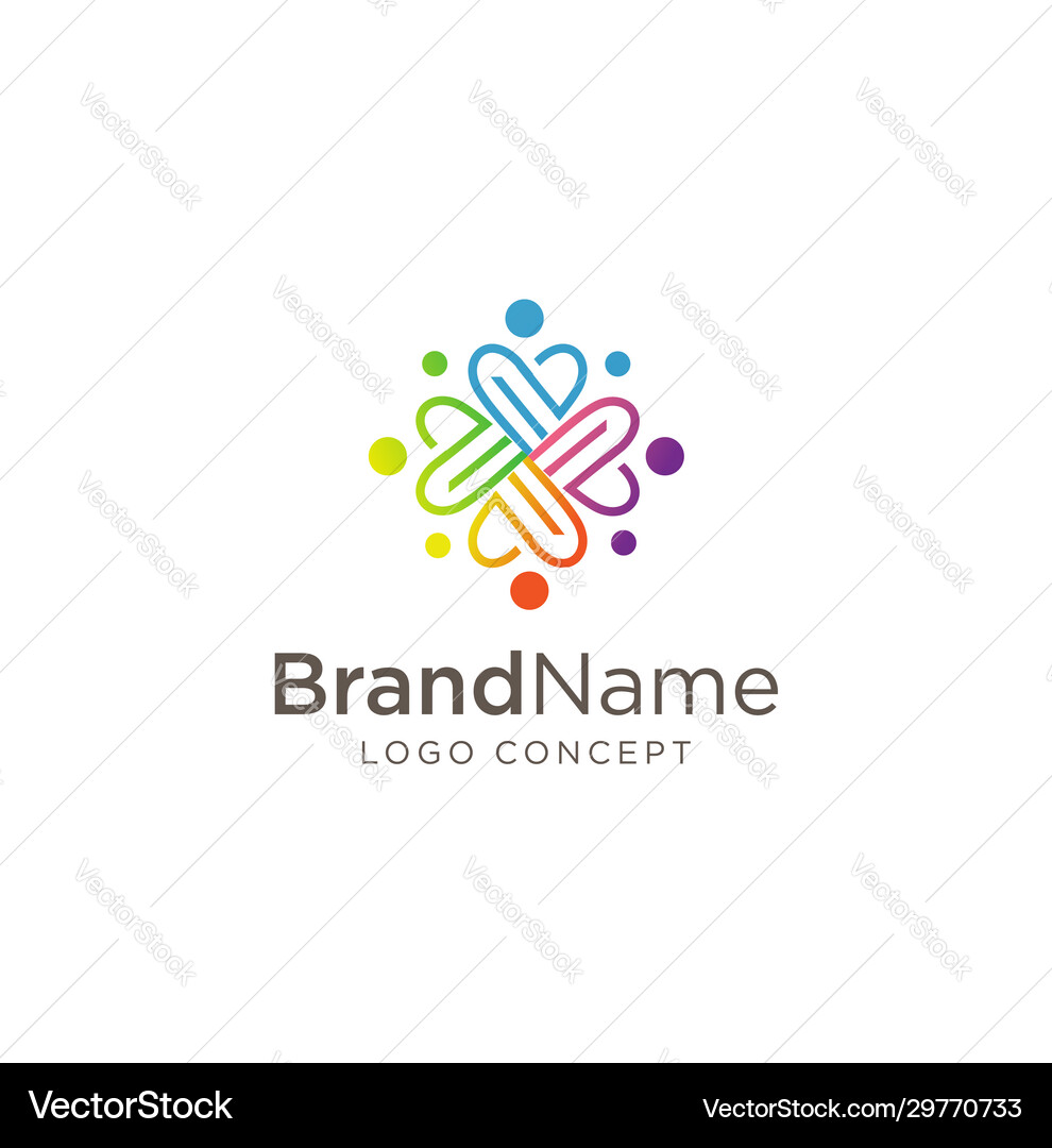 Logo love heart teamwork people caring group Vector Image