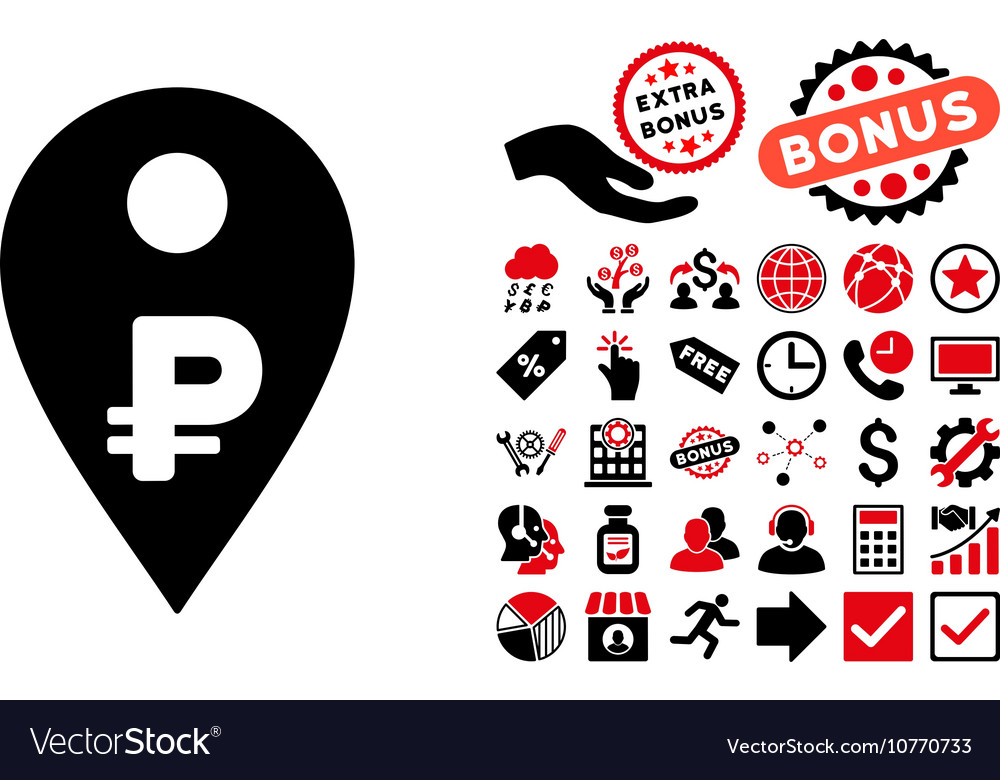 Rouble map marker flat icon with bonus Royalty Free Vector Rouble map marker flat icon with bonus Royalty Free Vector