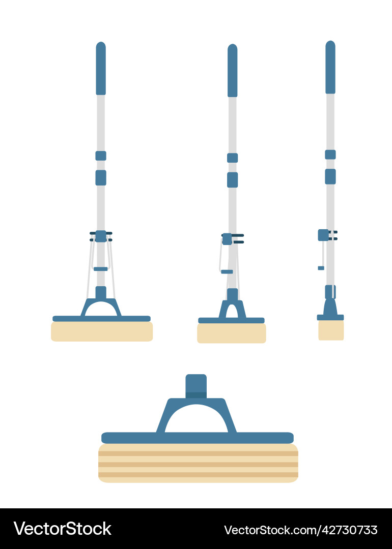 Set of pieces modern plastic mop flat isolated Vector Image