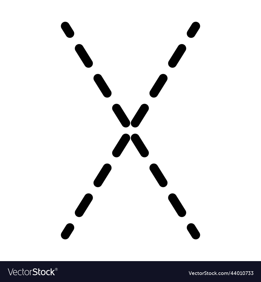 Tracing alphabet letter x prewriting dotted line Vector Image