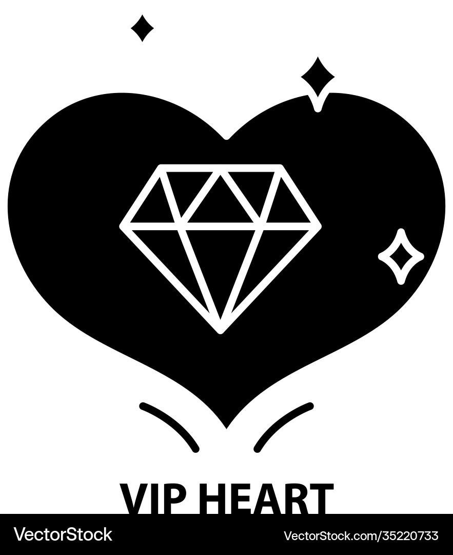Vip heart icon black sign with editable Royalty Free Vector