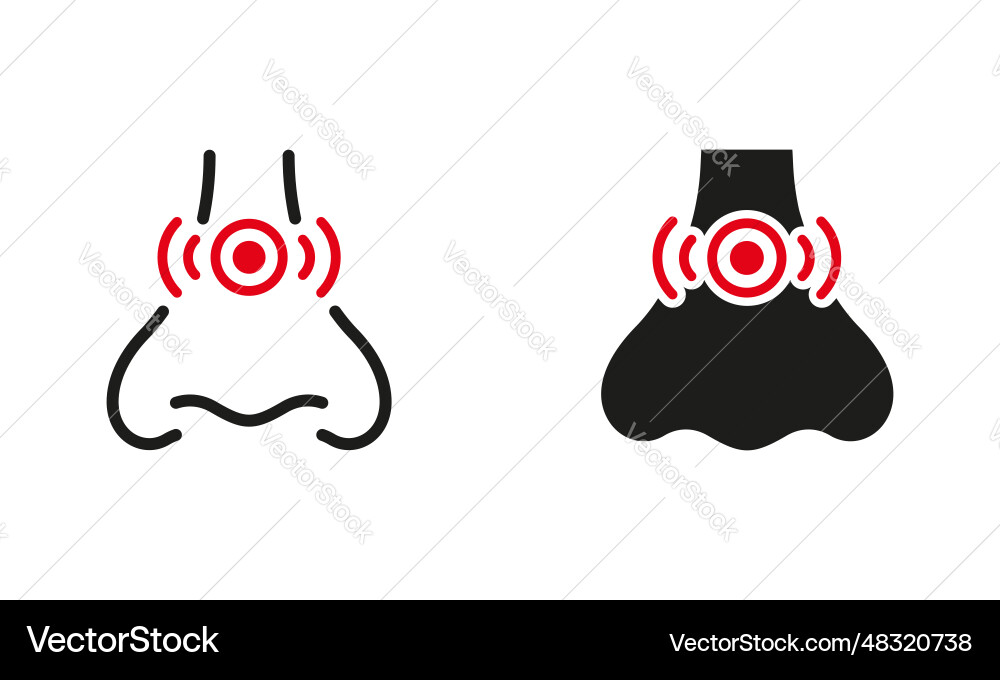 Allergy cold rhinitis line and silhouette black Vector Image
