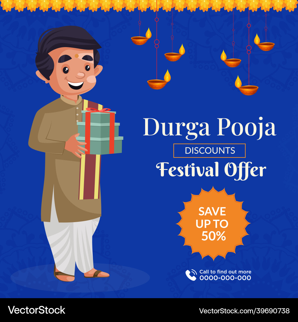 Banner design of durga pooja Royalty Free Vector Image