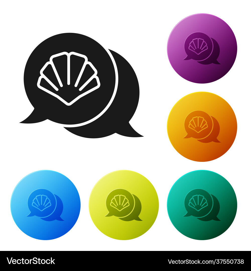 Black scallop sea shell icon isolated on white Vector Image