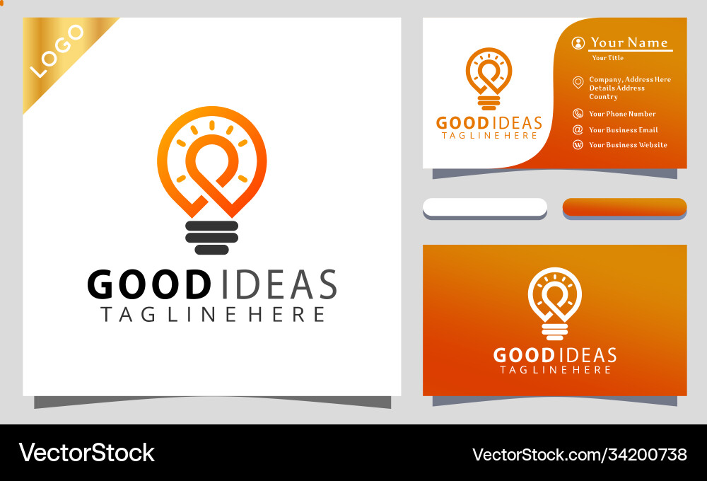 Bulb lamp good ideas colorful logo design Vector Image