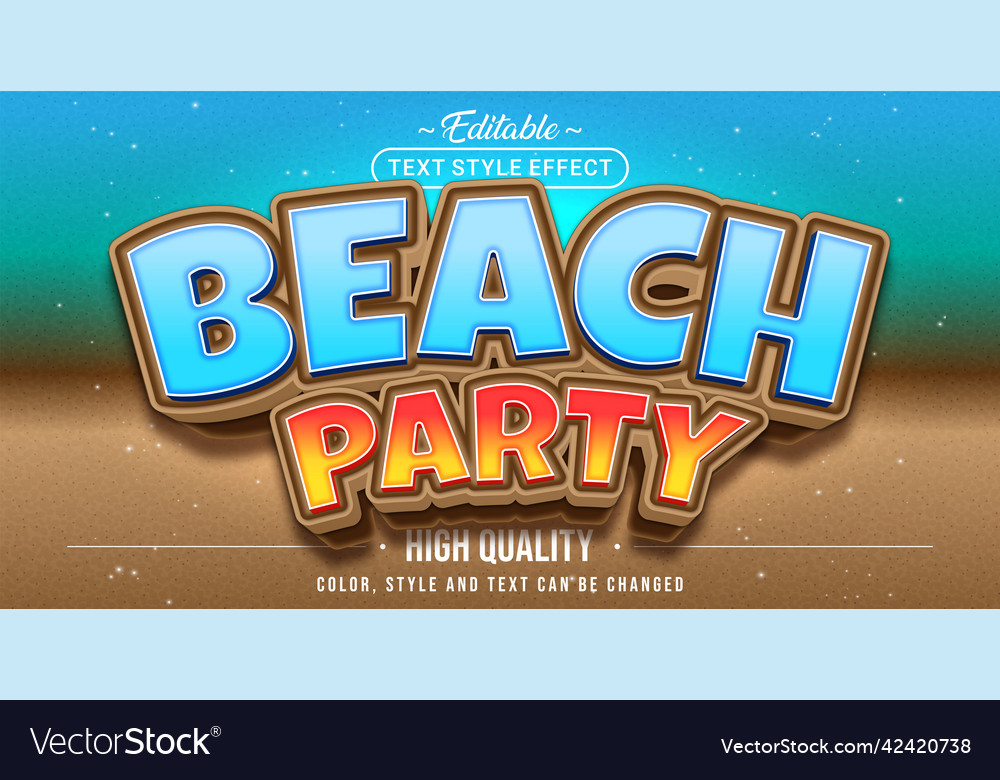 Editable text style effect - beach Royalty Free Vector Image