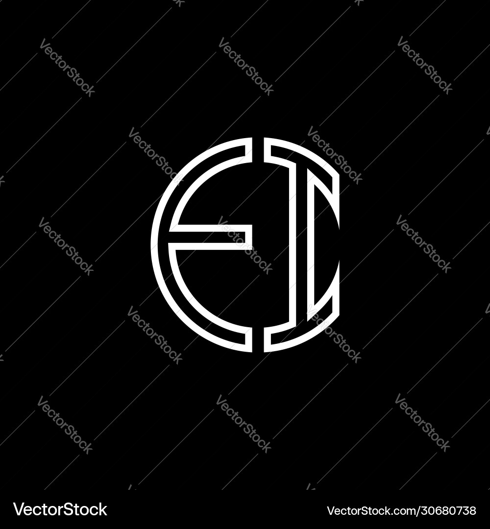 Ei monogram logo circle ribbon style outline Vector Image