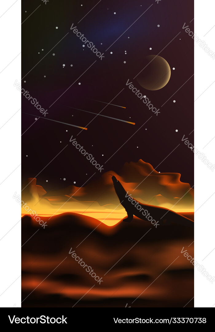 Fantastic space landscape in style realism Vector Image