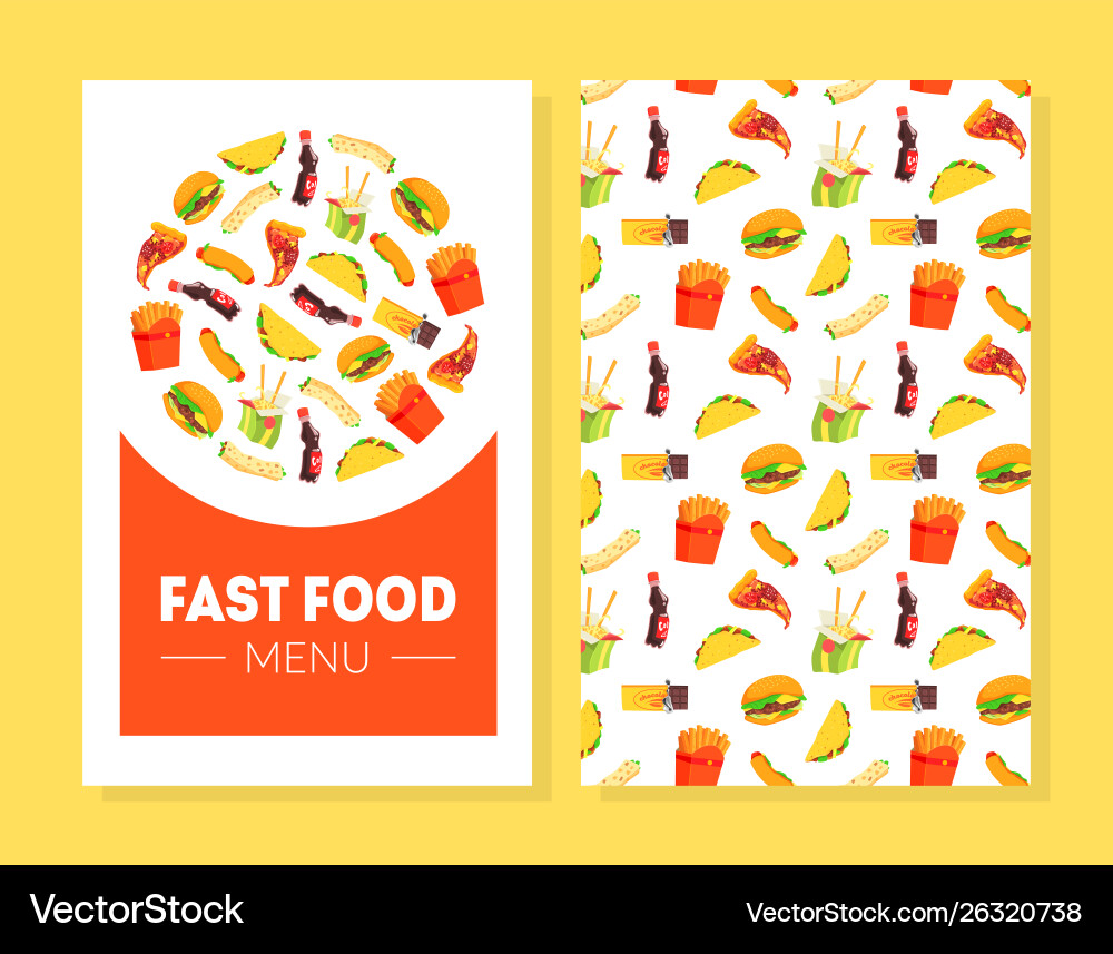 Fast food menu card template restaurant cafe Vector Image