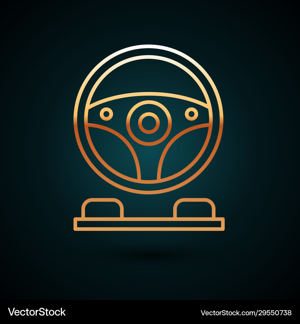 Gold line racing simulator cockpit icon isolated Vector Image