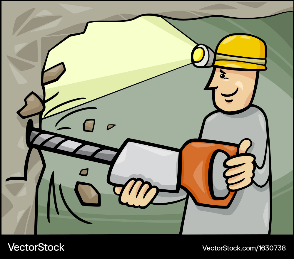 Miner at work cartoon Royalty Free Vector Image