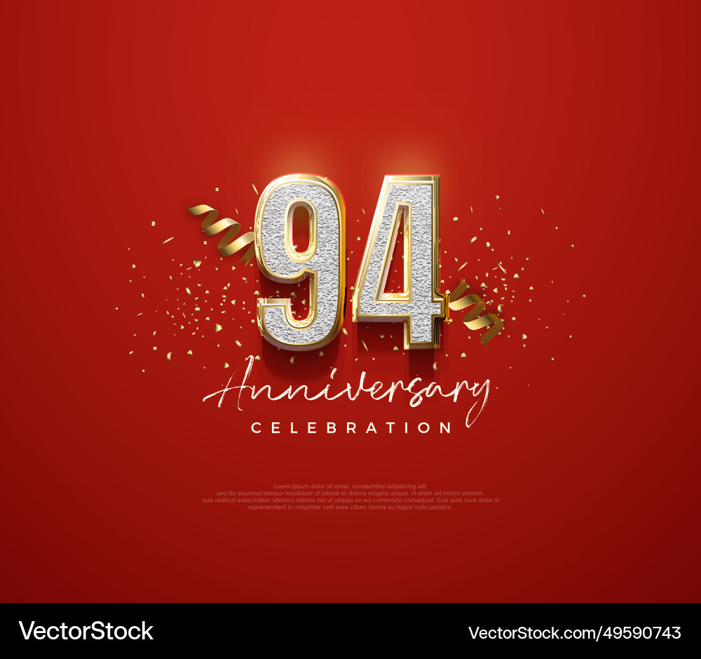 94th anniversary number with an elegant and Vector Image