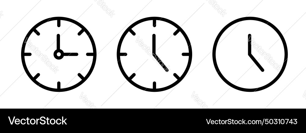 Clock icon set time hour wall symbol in a black Vector Image