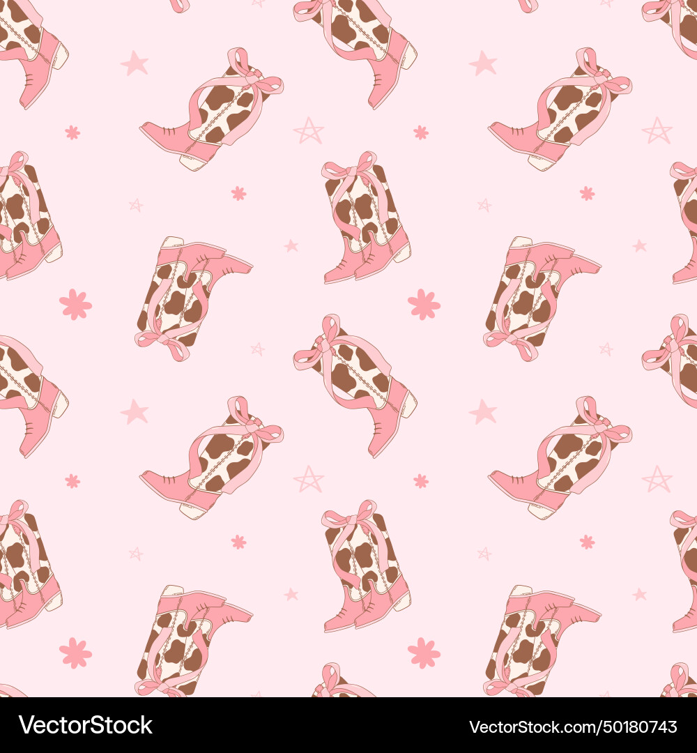 Coquette pattern cowgirl boot girly western Vector Image