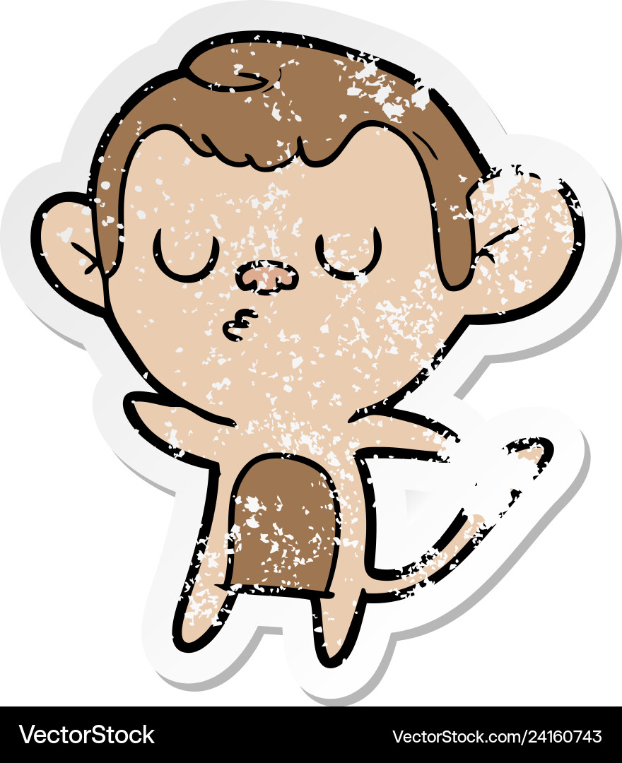 Distressed sticker of a cartoon monkey Royalty Free Vector