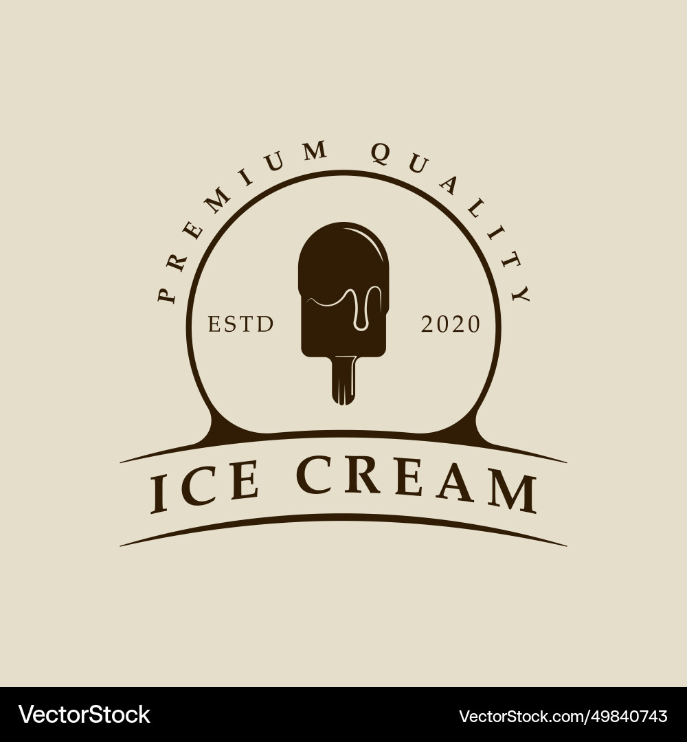 Ice cream stick logo vintage template icon Vector Image